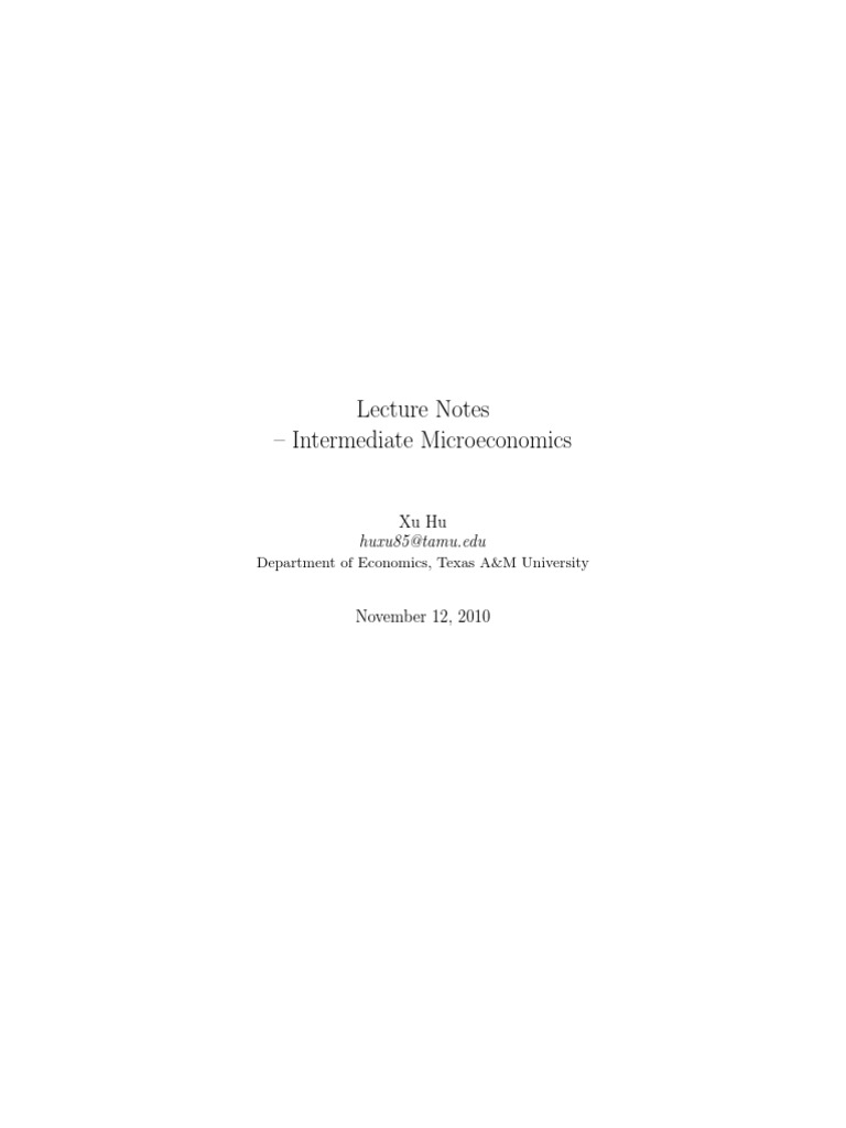 Lecture Notes On Intermediate Microeconomics | PDF | Production ...