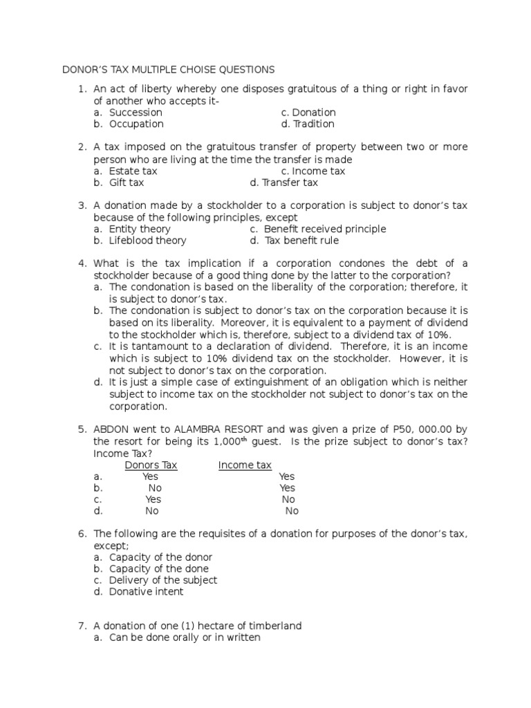 Tax2 Midterm Exam | PDF | Donation | Taxes