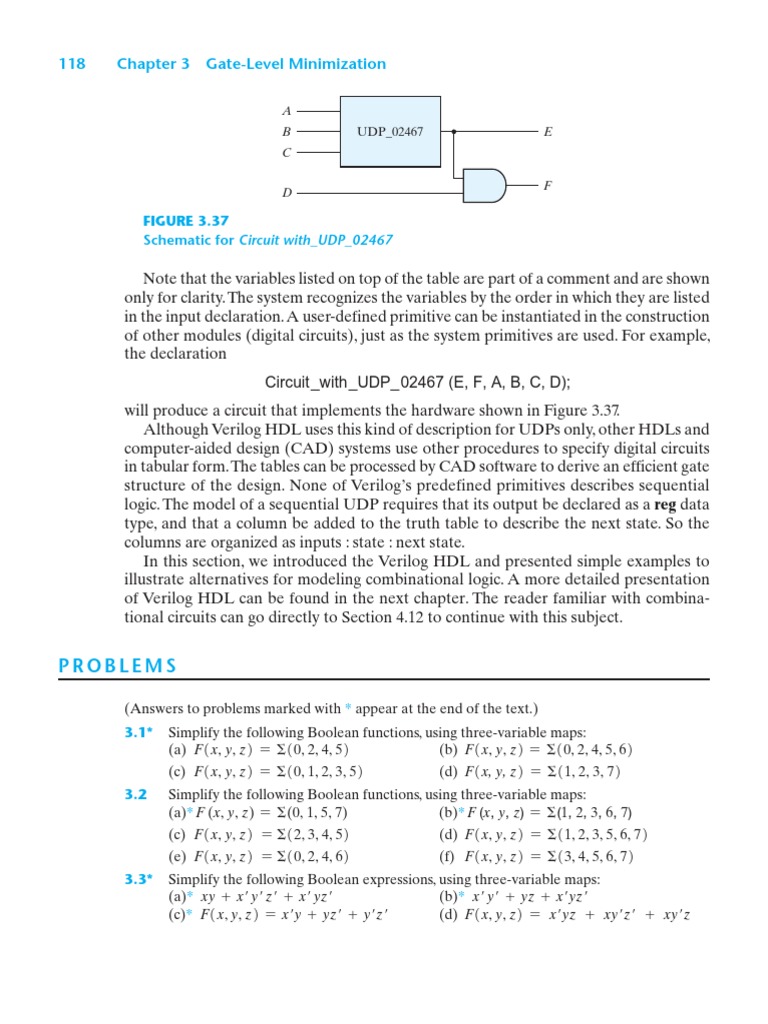 Chapter 3 Mano Questions | PDF | Hardware Description Language | Logic Synthesis