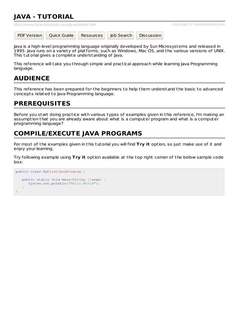 Java - Tutorial: Myfirstjavaprogram String System | PDF