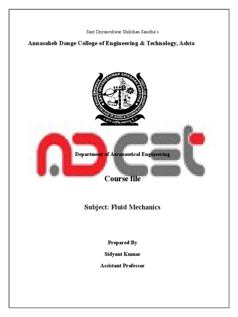 Course File Format Fluid Mechanics | PDF | Fluid Dynamics | Lift (Force)