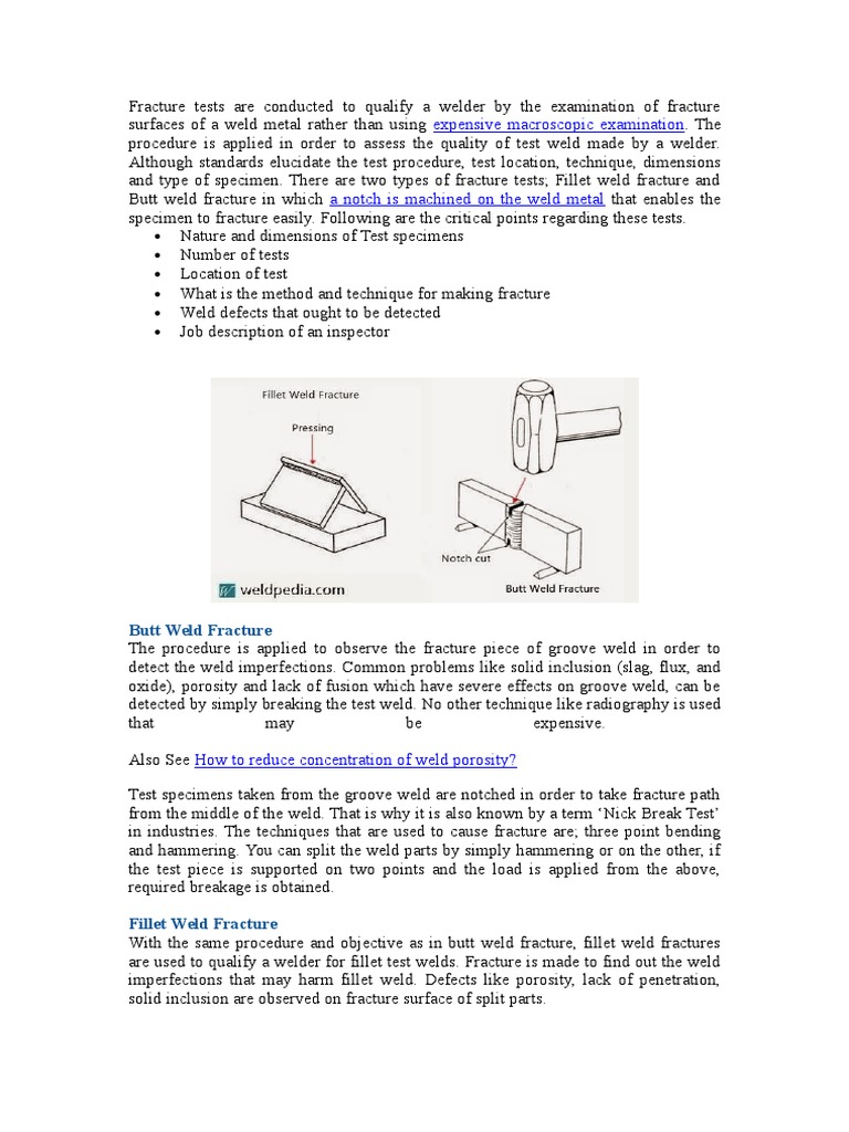 Fracture Test | Welding | Industrial Processes
