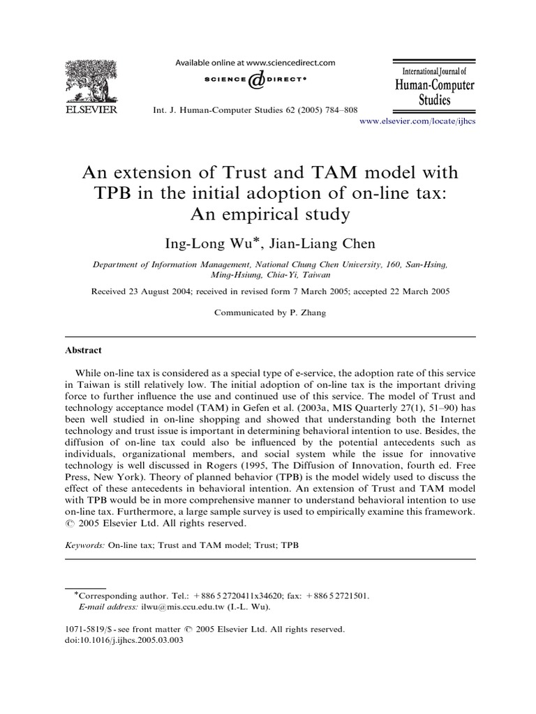 An Extension of Trust and TAM Model With TPB in The Initial Adoption of ...