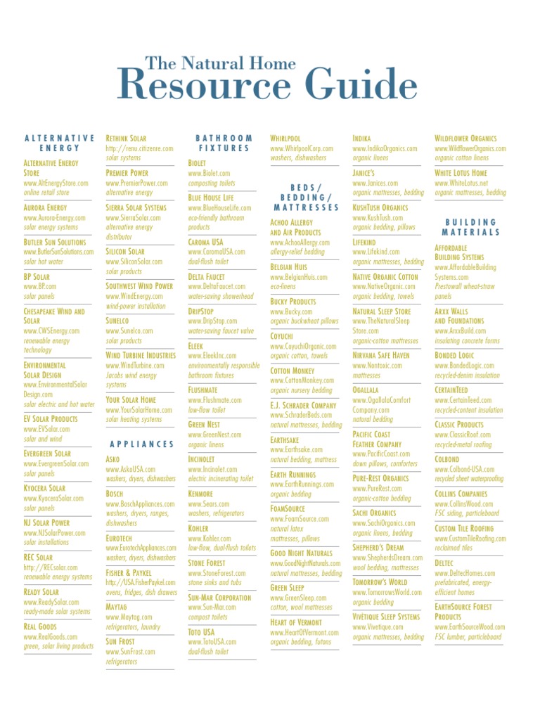 The Natural Home Resource Guide | PDF