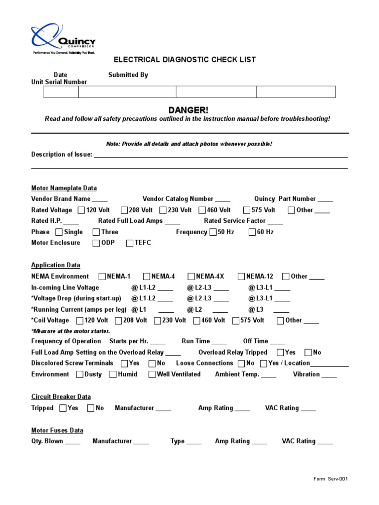 Electrical Diagnostic Check List | PDF