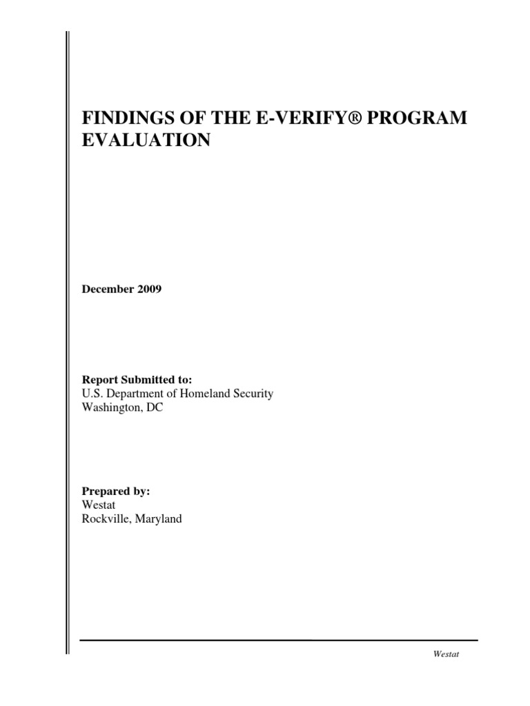 Final E-Verify Report 12-16-09 - 2 | PDF | E Verify | Program Evaluation