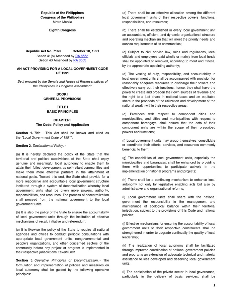 Local Government Code of 1991 | PDF | Eminent Domain | Local Government