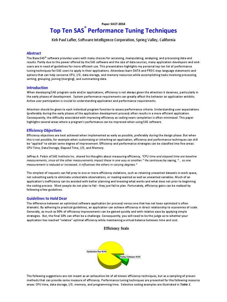 Top Ten SAS Performance Techniques PDF | PDF | Sas (Software ...