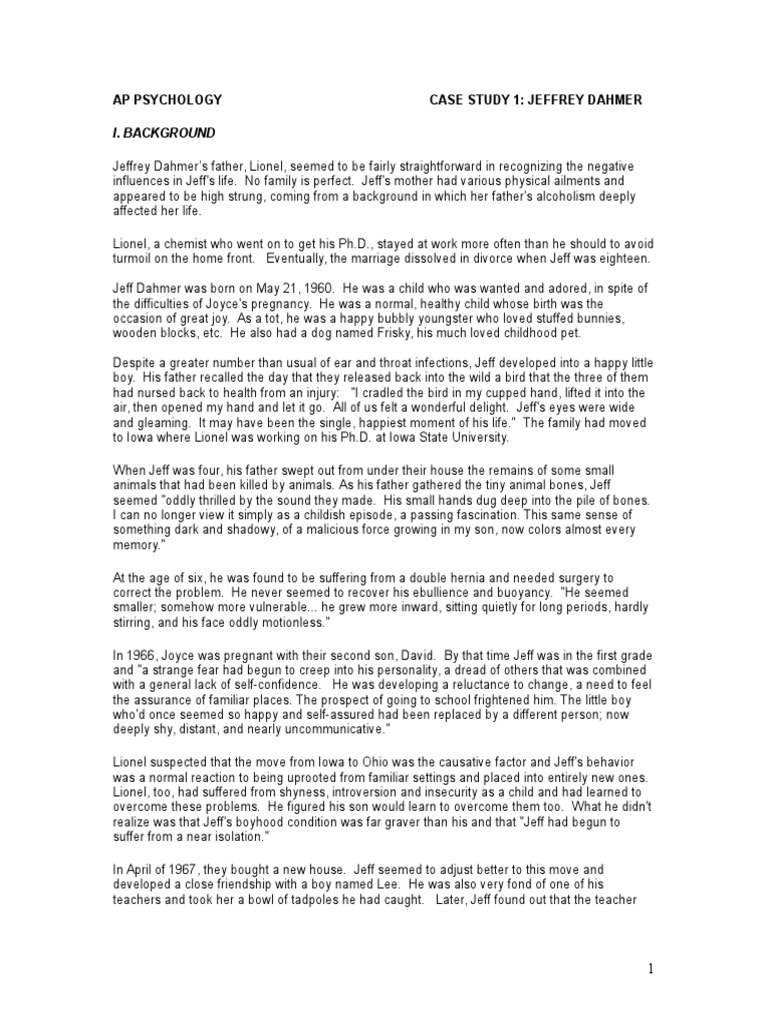 Case Study 1 Jeffrey Dahmer | PDF | Violence | Crime Thriller