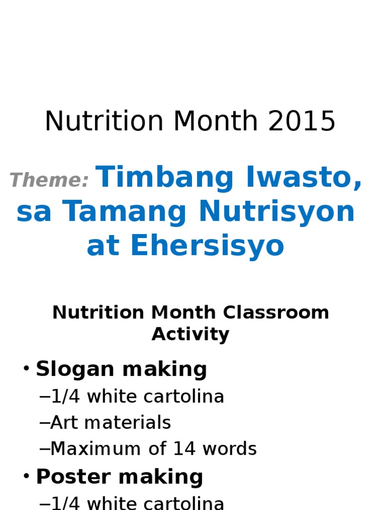 Nutrition Month 2015: Timbang Iwasto, Sa Tamang Nutrisyon at Ehersisyo ...