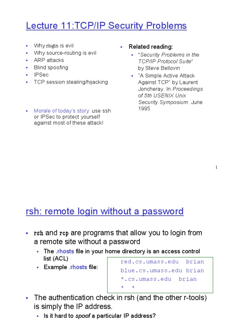 Tcp Ip Problems Pdf Transmission Control Protocol Denial Of