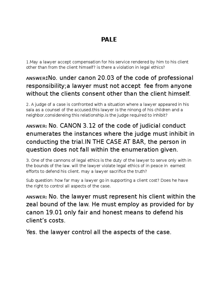 Pale Midterm Exam Part | PDF | Legal Ethics | Lawyer