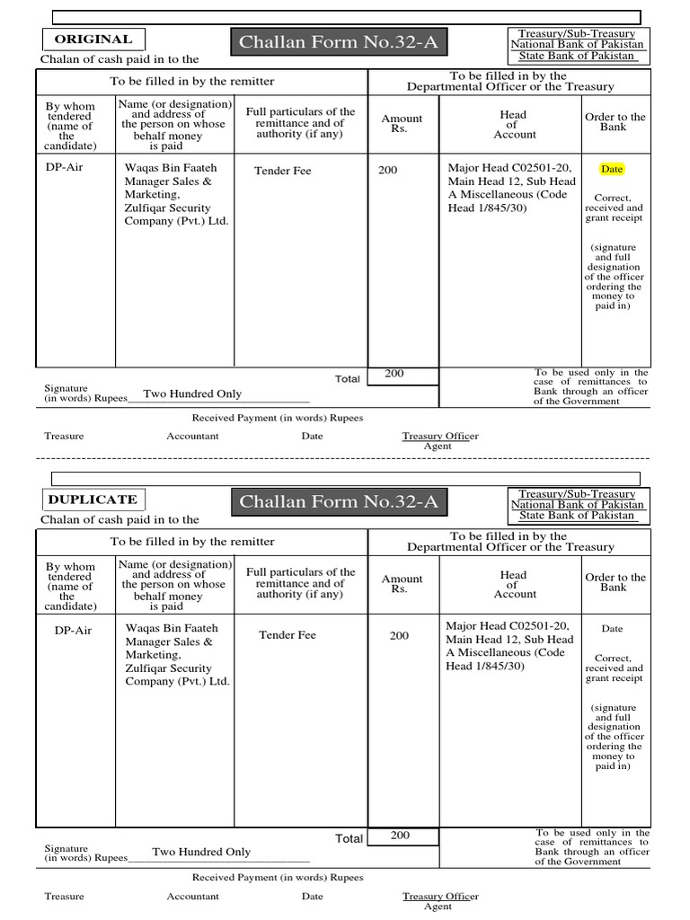 Challan Form No.32-A | PDF | Money | Banking