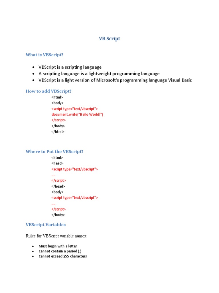 What Is Vbscript Pdf Control Flow Areas Of Computer Science 