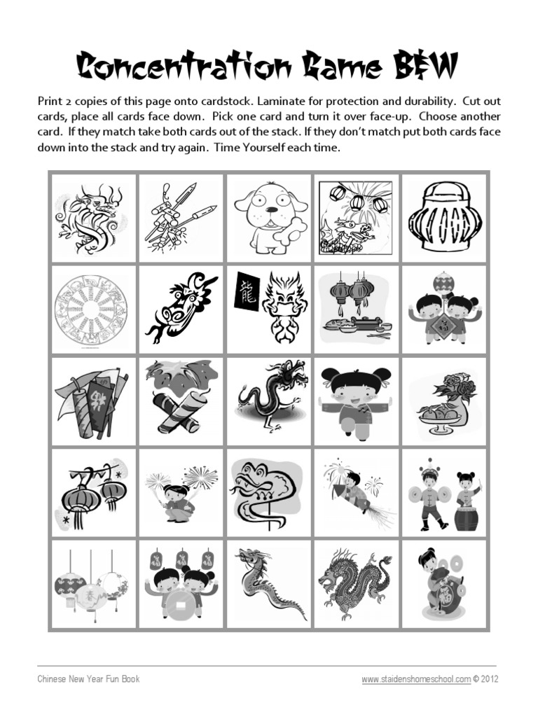Chinese New Year Printable Games Concentration | PDF
