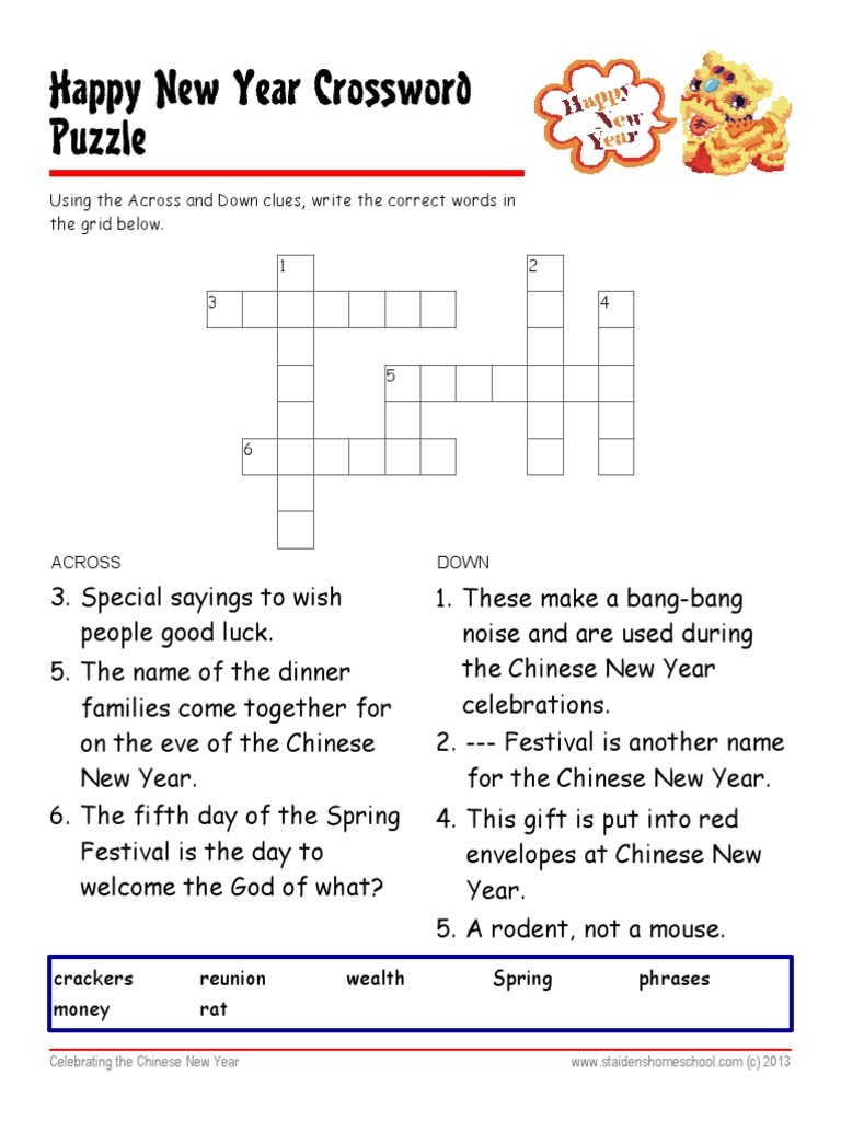 Chinese New Year Crossword Puzzle | PDF