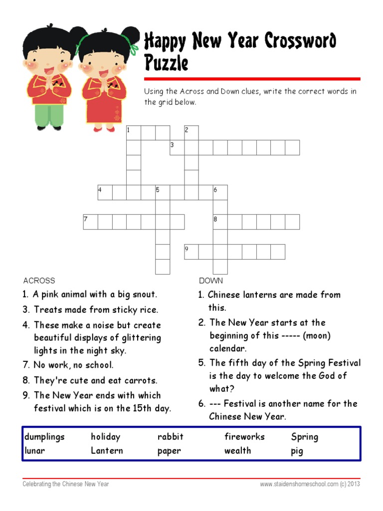 Chinese New Year Crossword Puzzle | PDF | Foreign Language Studies