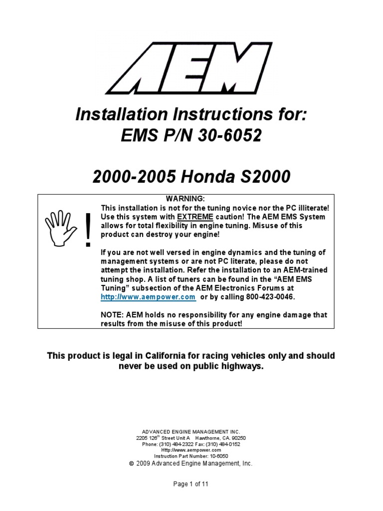 S2000 AEM Pinout | PDF | Throttle | Ignition System