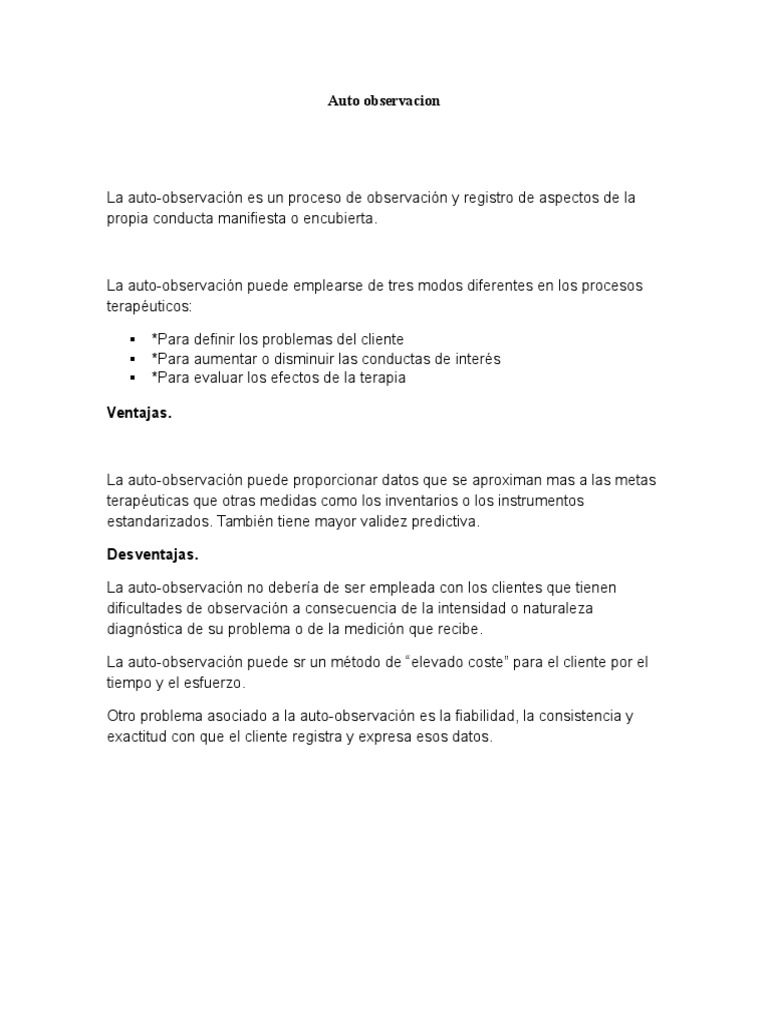Auto Observacion | PDF | Evaluación | Observación
