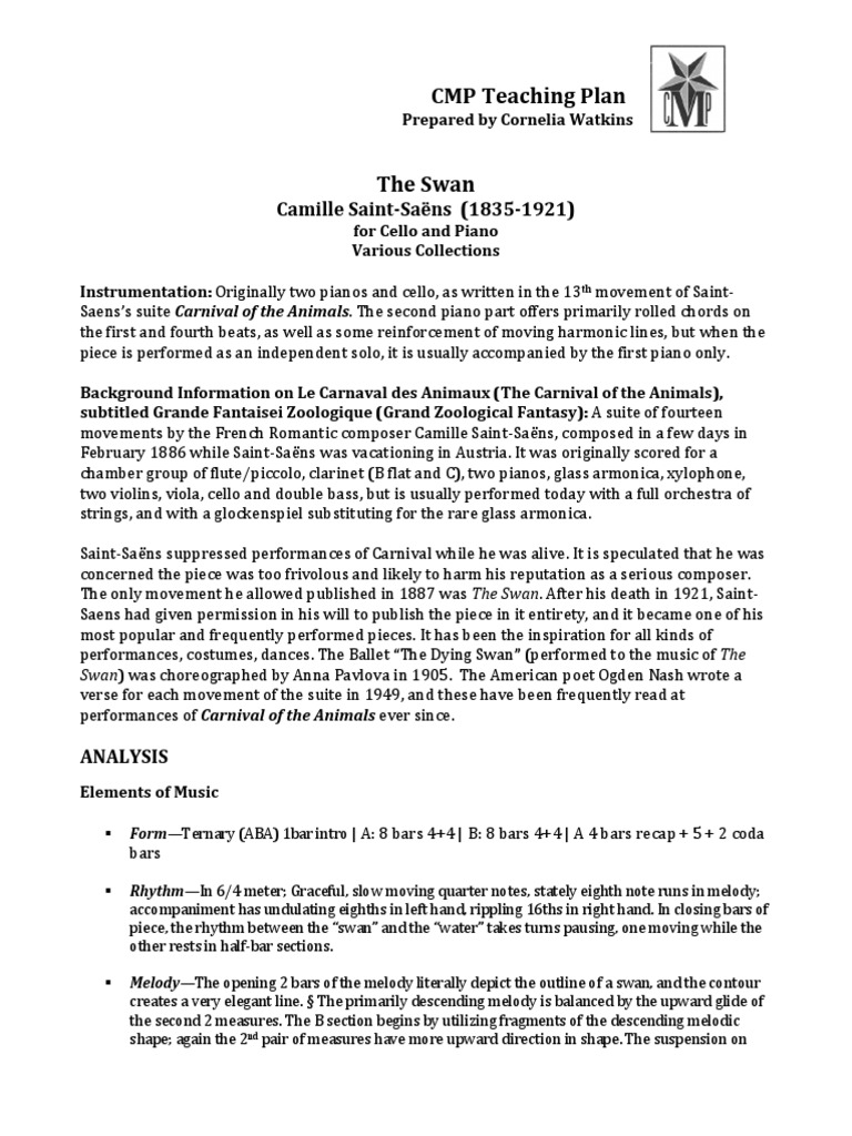 The Swan | PDF | The Carnival Of The Animals | Musical Instruments