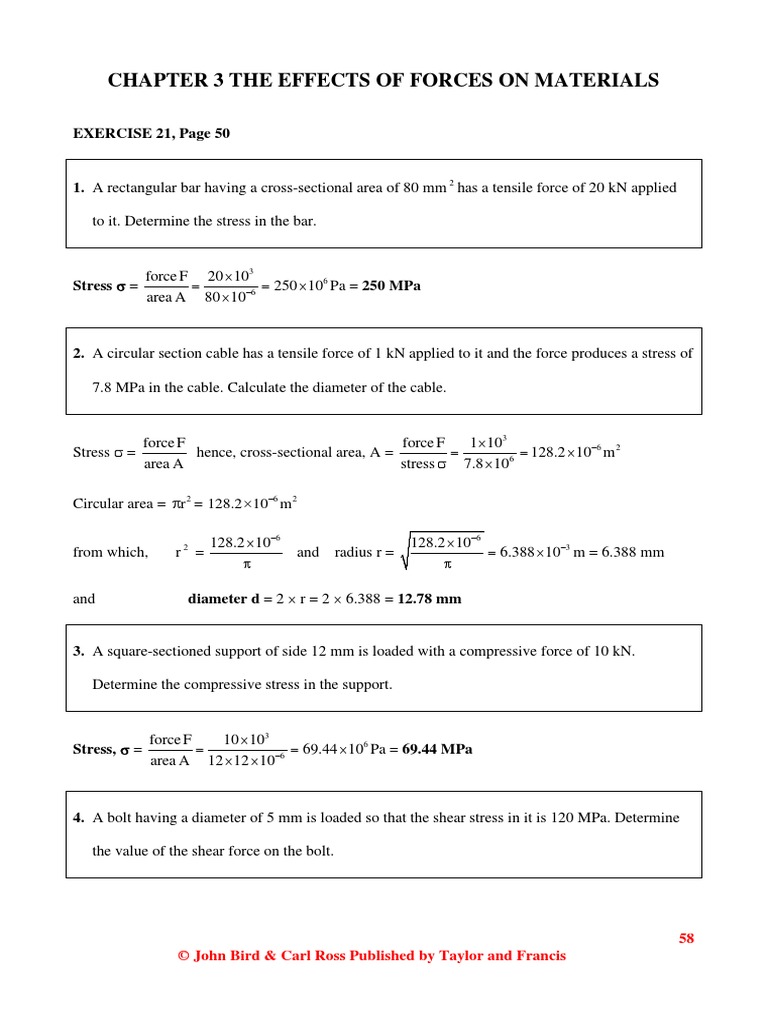 Solution Manual Mechanical Engineering Principles John Bird 3 | PDF ...