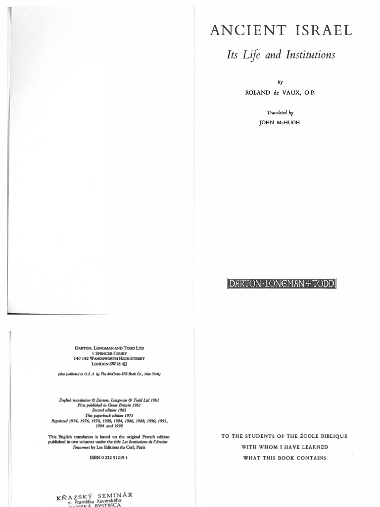 Ancient Israel - It's Life and Institutions | PDF | Sacrifice | Temple ...