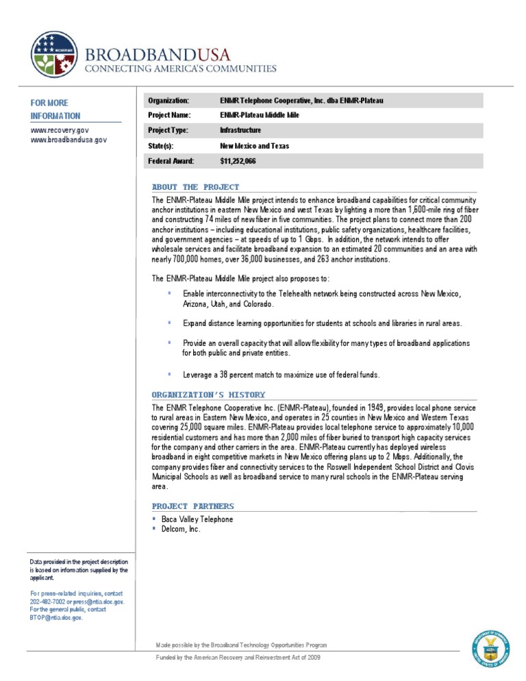 ENMR-Plateau Broadband Expansion Project | PDF | National ...