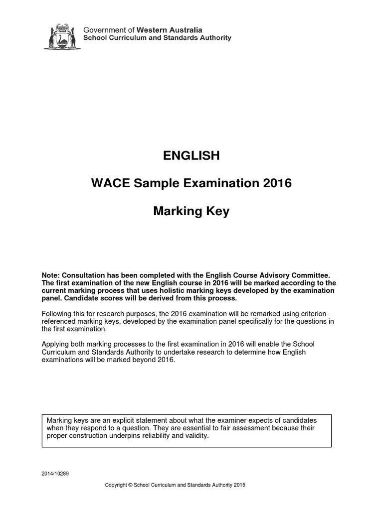 English Sample Marking Key 2016 PDF | PDF | Test (Assessment) | Reading ...