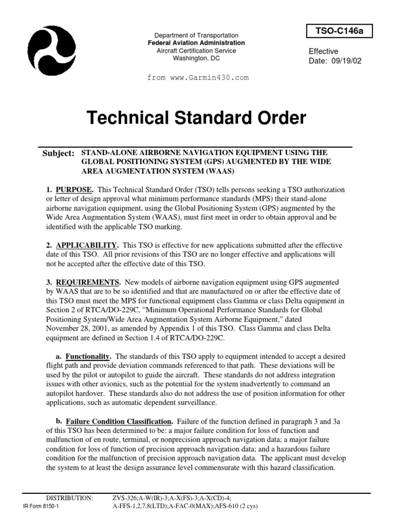 TSO C146a GPSWAAS PDF | PDF | Global Positioning System | Specification ...