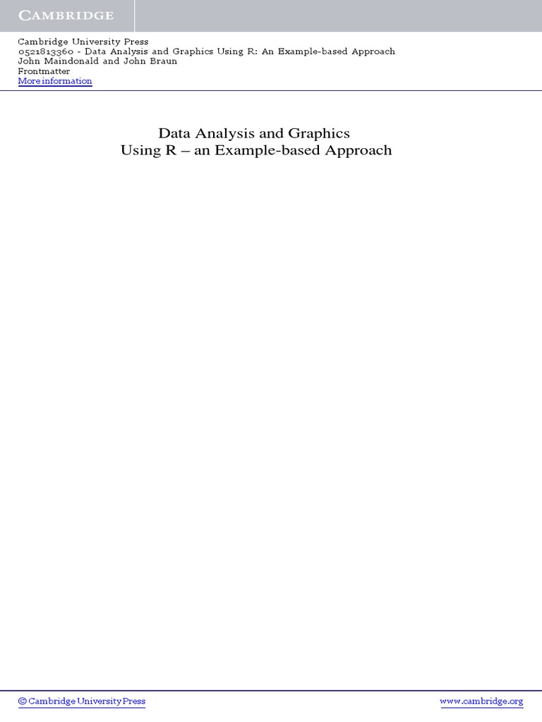 Data Analysis And Graphics Using R An Example Based Approach Download