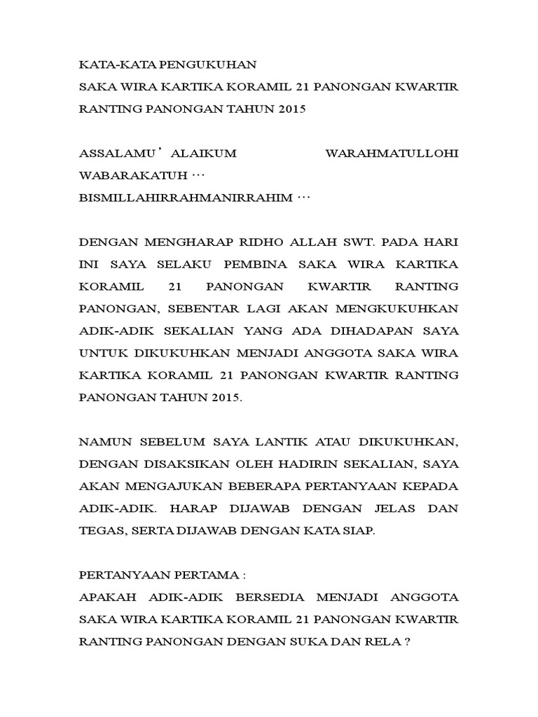 Kata Pelantikan SWK 21 | PDF