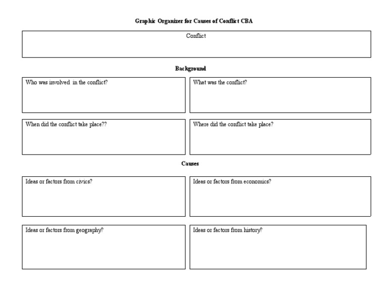 Simple Graphic Organizer For Causes of Conflict CBA | PDF