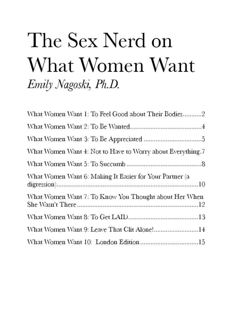 The Sex Nerd On What Women Want Pdf Clitoris Sex
