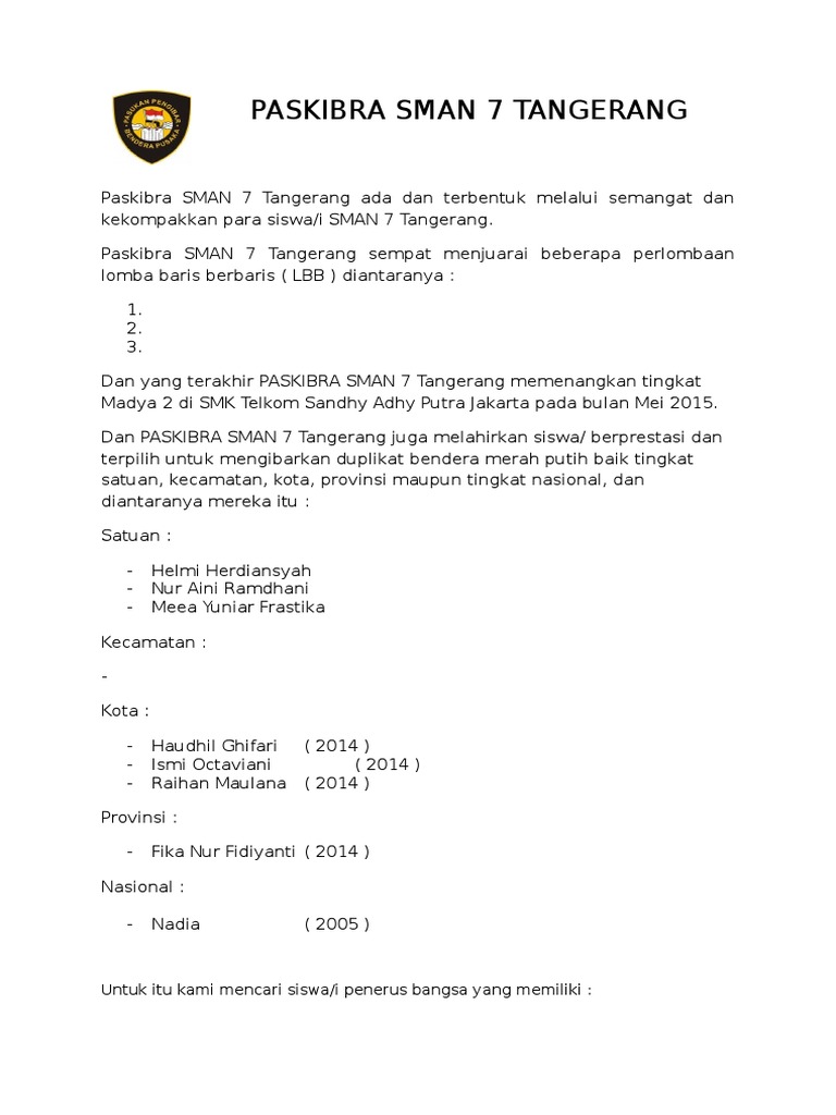 Contoh Proposal Lomba Paskibra - Lina Pdf