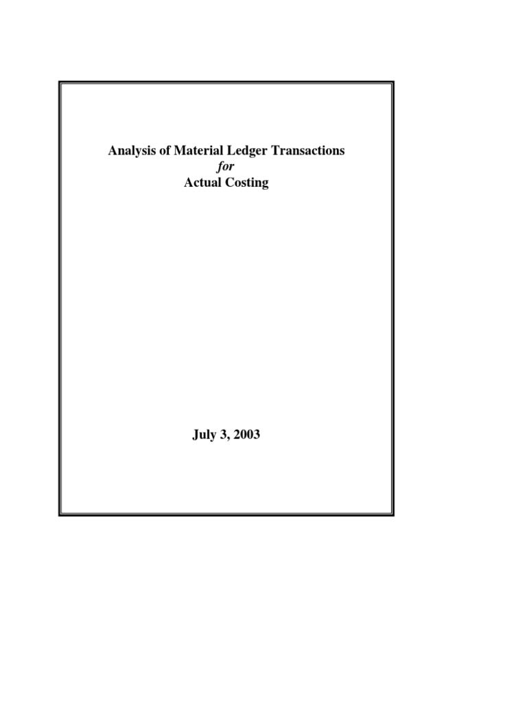 Actual Costing Using Material Ledger PDF | PDF | Cost Accounting | Receipt