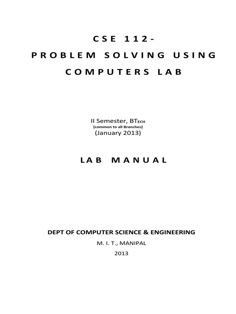 Cse-112-Psuc Labmanual Jan2013 | PDF | Pointer (Computer Programming) | Matrix (Mathematics)