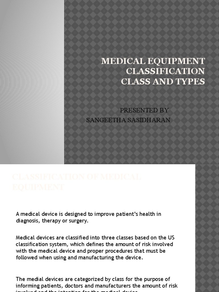 Medical Equipment Classification | PDF | Medical Device | Insulator ...