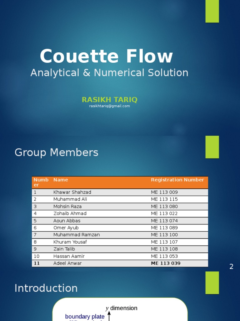 Couette Flow: Analytical & Numerical Solution | PDF
