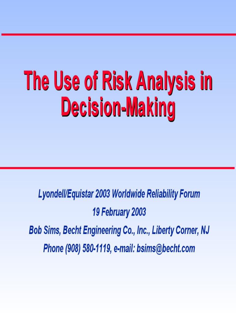 Risk Based Decision Making | PDF | Risk | Reliability Engineering