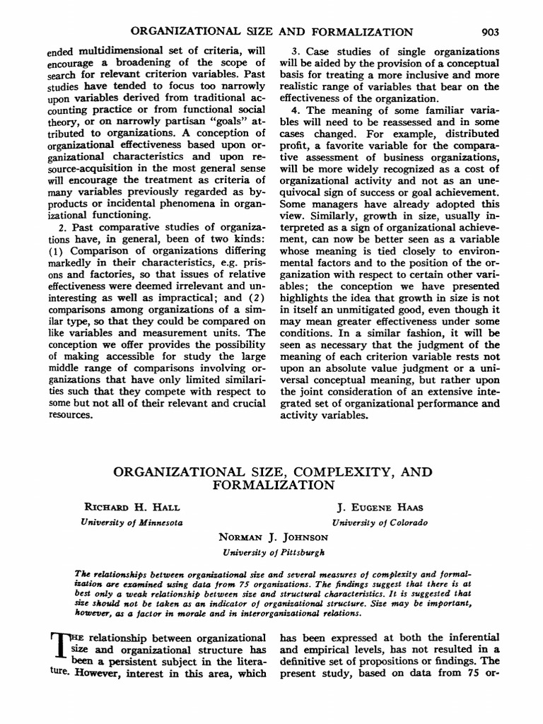 Organizational Size Complexity and Formalization | PDF | Complexity ...