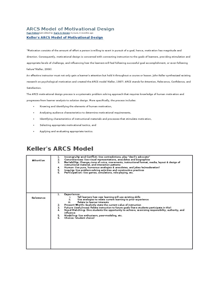 ARCS Model of Motivational Design | PDF | Attention | Motivation