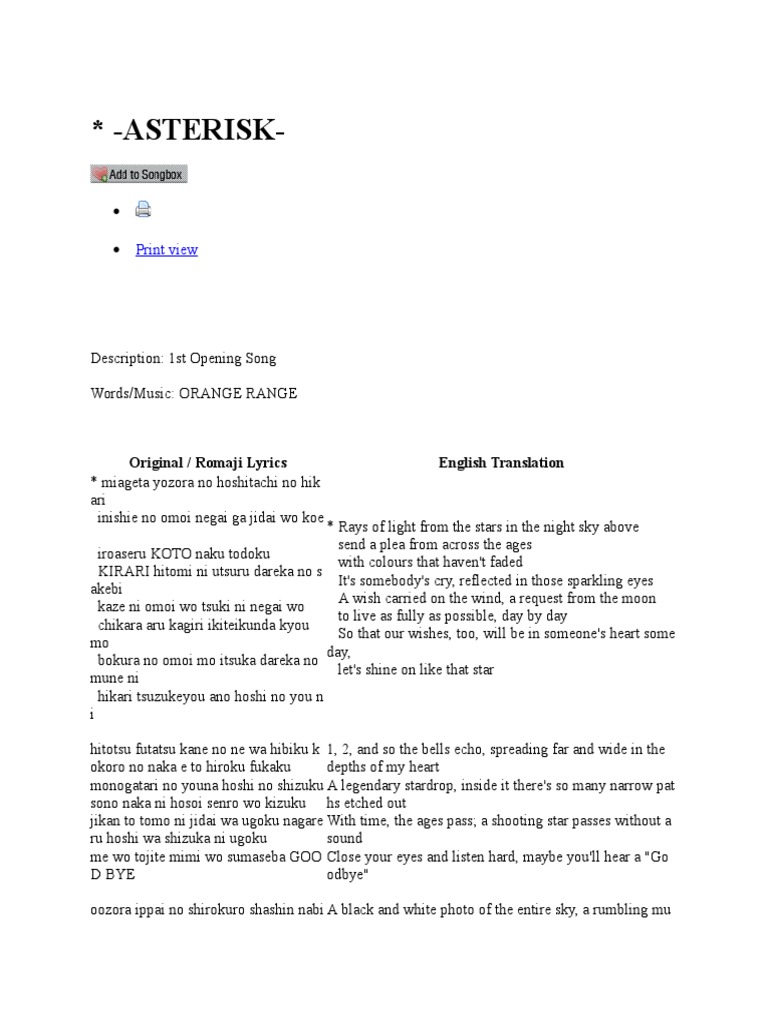 Asterisk-: Print View | PDF | Nature