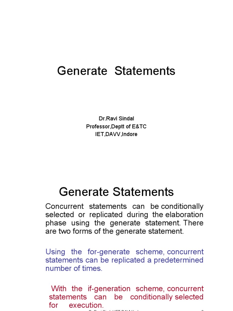 Slide 5B - Generate Statements | PDF | Areas Of Computer Science ...