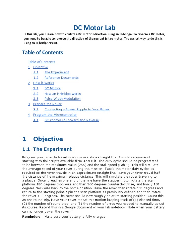 DC Motor Lab: 1.1 The Experiment | PDF | Electric Motor | Electrical ...