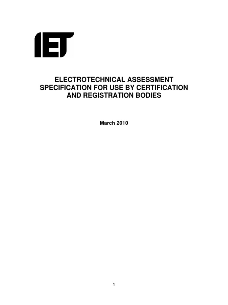 Electrotechnical Assessment Specification For Use by Certification and ...
