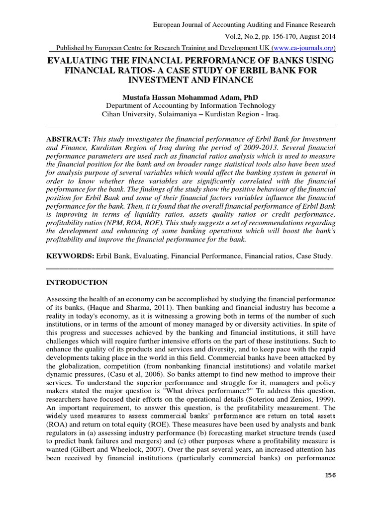 Financial Performance Analysis of Erbil Bank | PDF | Banks | Market ...