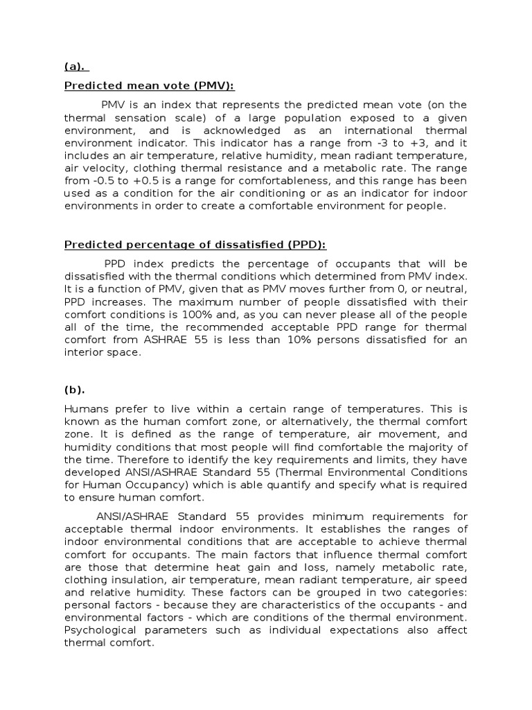 PMV, PPD, and factors that influence thermal comfort | PDF | Building ...