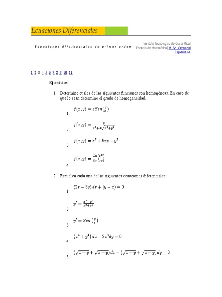 Ejercicios Ecuaciones Homogeneas | PDF