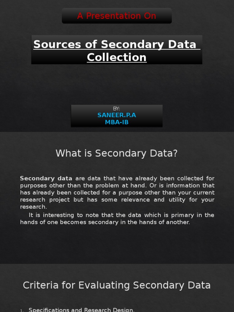 Sources of Secondary Data | PDF | Data | Databases