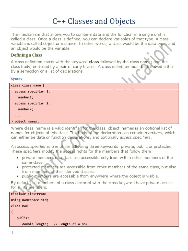 Classes & Objects | PDF | Constructor (Object Oriented Programming ... Classes & Objects | PDF | Constructor (Object Oriented Programming ...